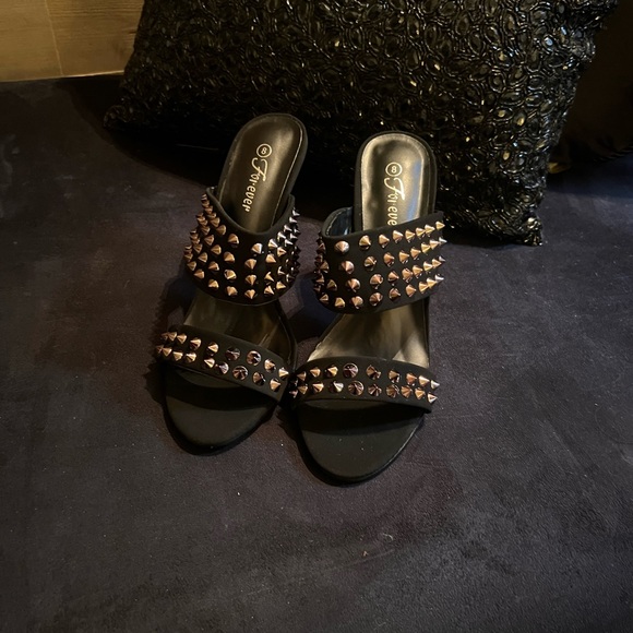 Shoes | Black Mules With Silver Studs 4 Inch Heal | Poshmark